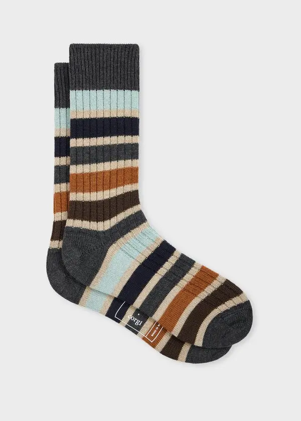 Paul Smith Corgi Stripe Wool-blend Socks - Grey