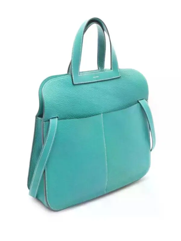 Hermès 2019 31 Arzan Vert Verone Leather Tote Bag - Blue