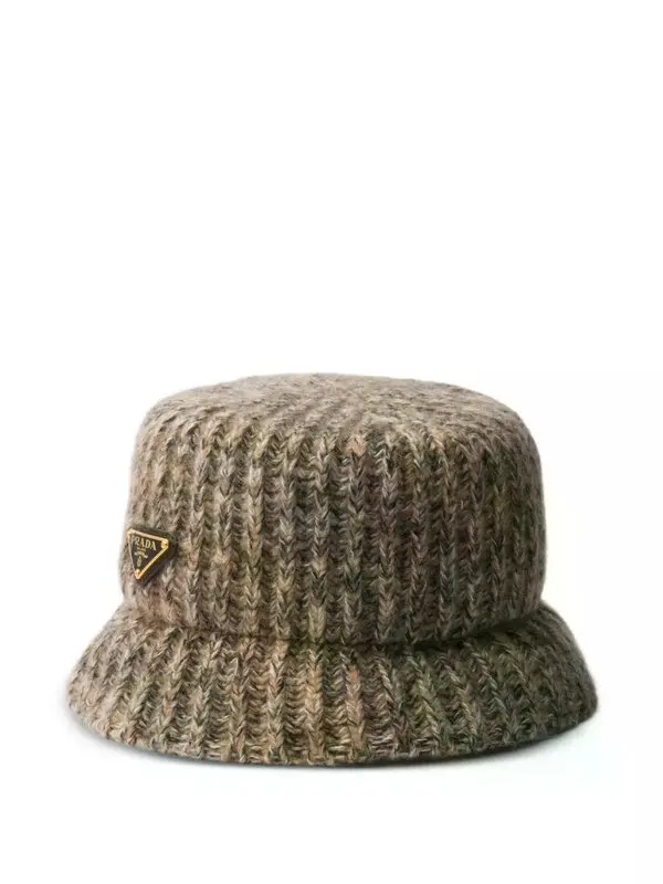 Prada Mélange Knit Bucket Hat - Brown