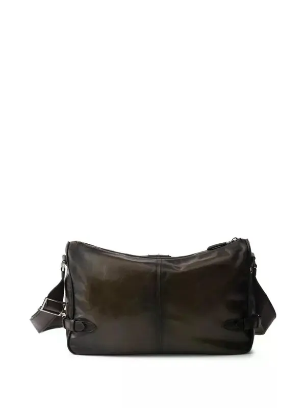 Prada Leather Zipper Messenger Bag - Green
