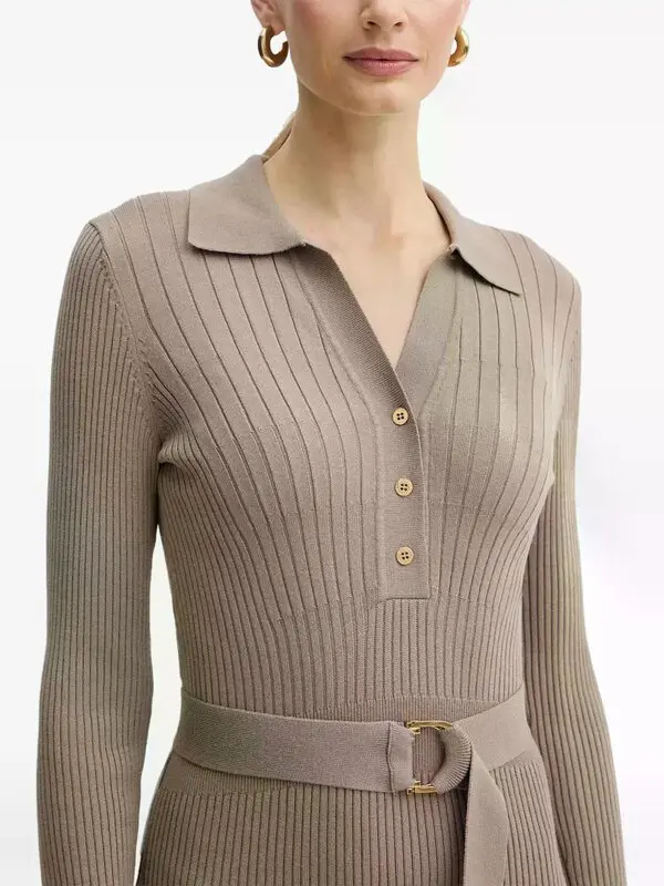 MARCIANO Ribbed Belted Midi Dress