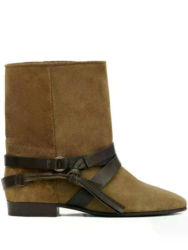 Isabel Marant Étoile Suede Leather Ankle Boots With Straps - Brown
