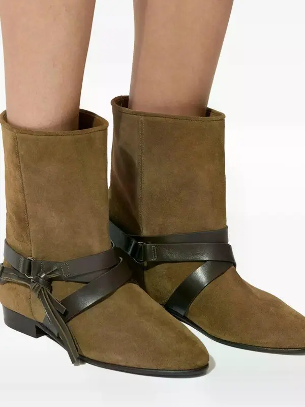 Isabel Marant Étoile Suede Leather Ankle Boots With Straps - Brown