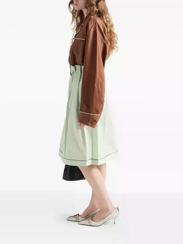 Prada Gathered Pinstripe Midi Skirt