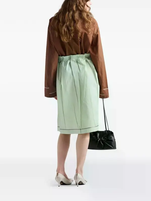 Prada Gathered Pinstripe Midi Skirt