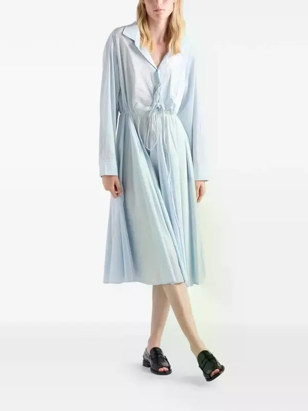 Prada V-neck Long-sleeve Midi Dress