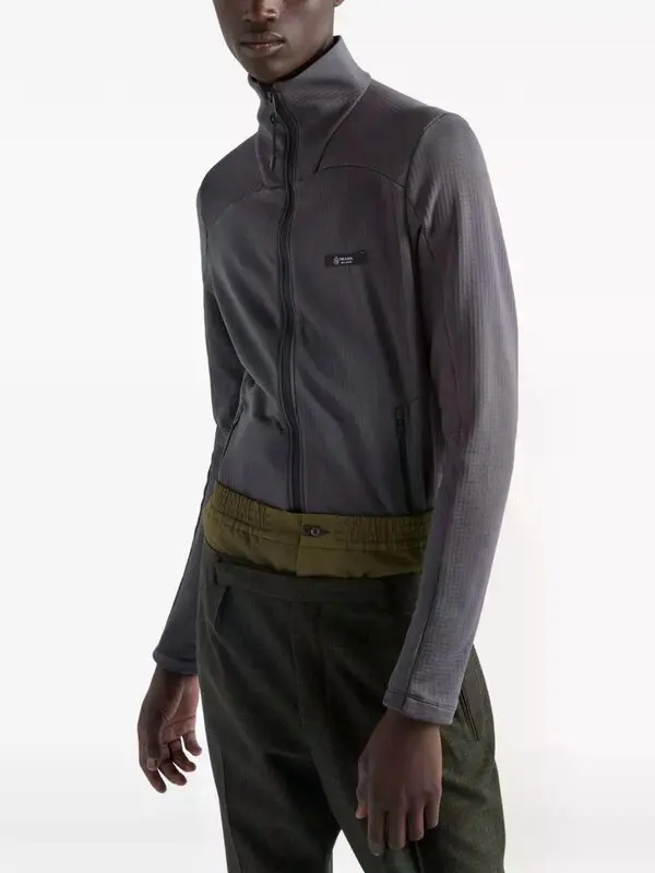 Prada Logo-patch Zip-up Jacket - Grey