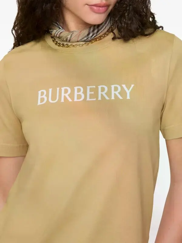 Burberry Logo Cotton T-shirt - Neutrals