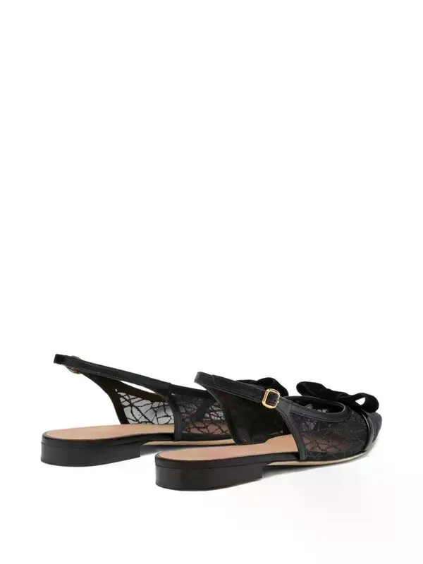 MALONE SOULIERS Velvet Bow Detail Slingback Flat Pumps - Black