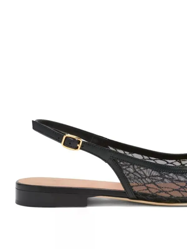MALONE SOULIERS Velvet Bow Detail Slingback Flat Pumps - Black