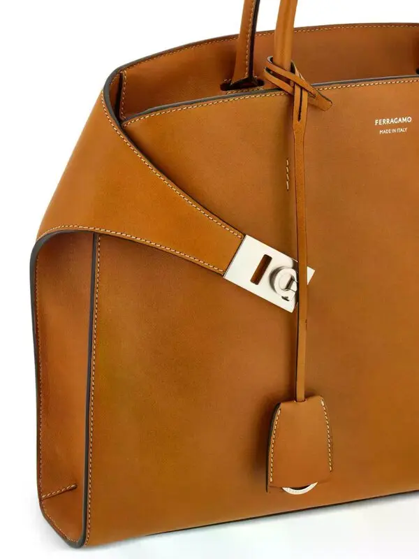 FERRAGAMO Gancini-buckles Leather Tote