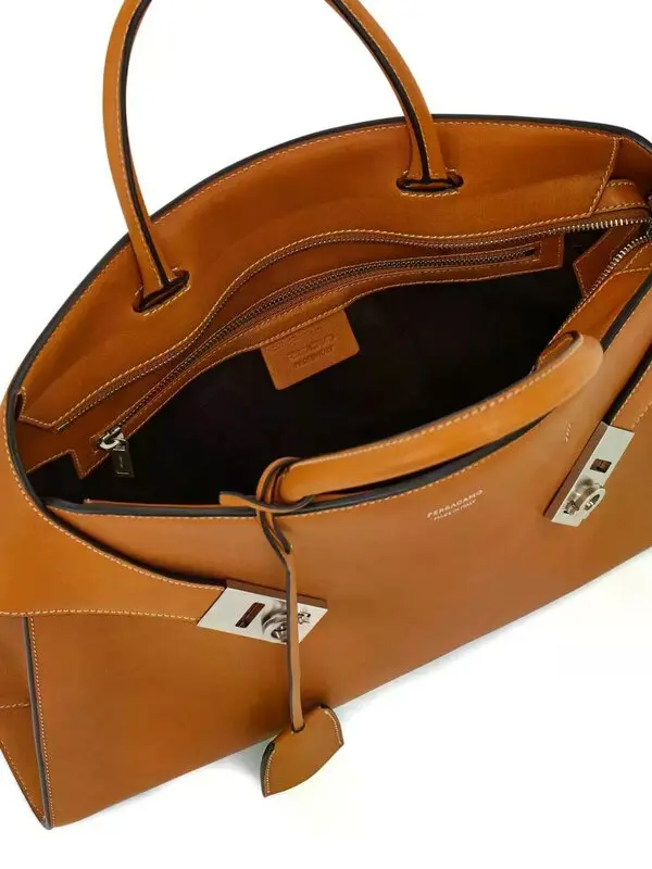 FERRAGAMO Gancini-buckles Leather Tote