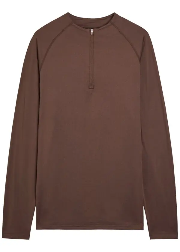 CONDITION Stretch-jersey Quarter-zip Top - Brown