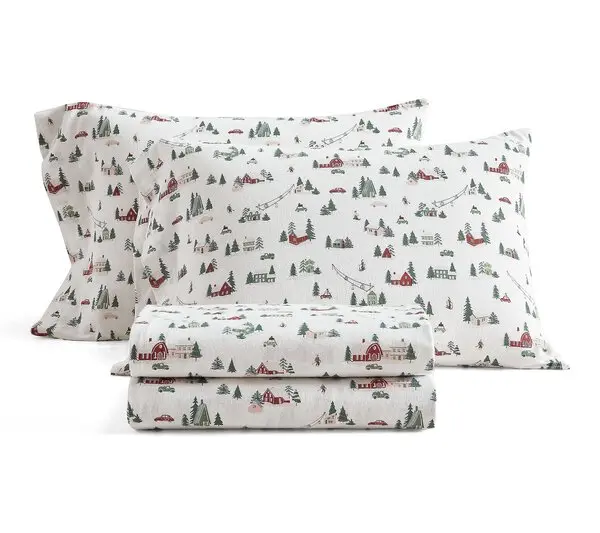 MARTHA STEWART Ski Village Flannel Queen Sheet Set