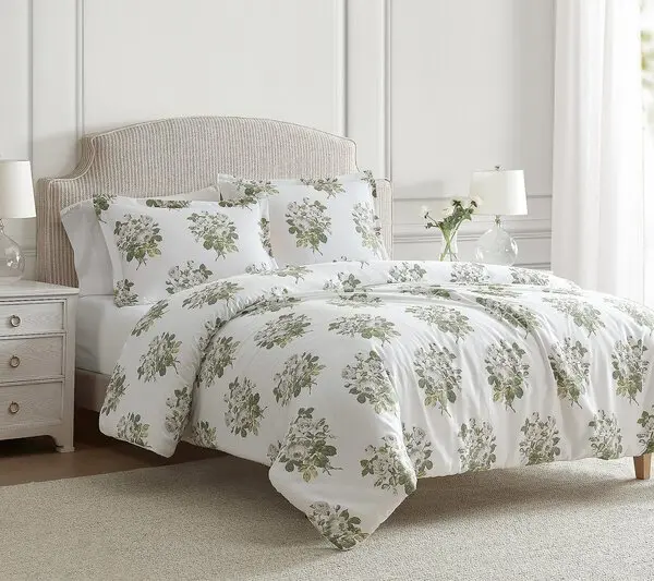 MARTHA STEWART Eloise Floral Grey Cotton Twin D Uvet Set - One-color
