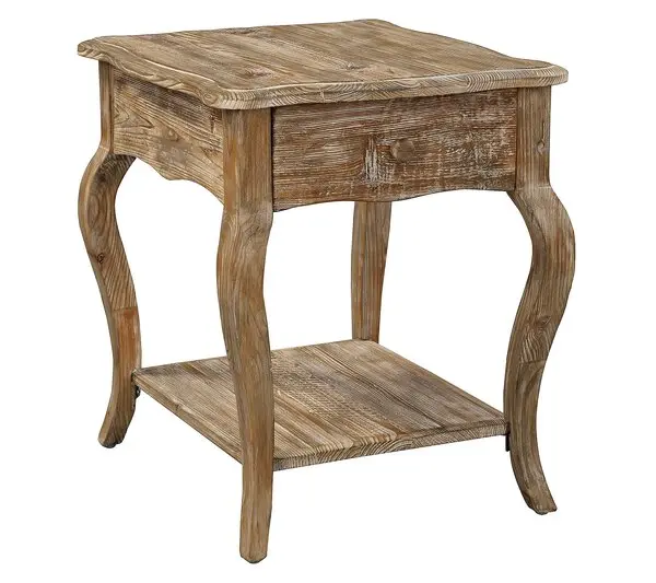 ALATERRE FURNITURE Rustic Solid Wood End Table Rawer & Shelf - One-color