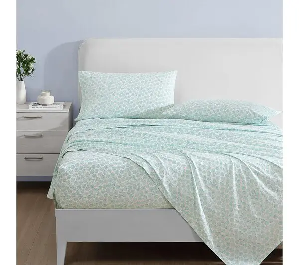 Laura Ashley Margate Shells Teal Cotton Queen S Heet Set - One-color