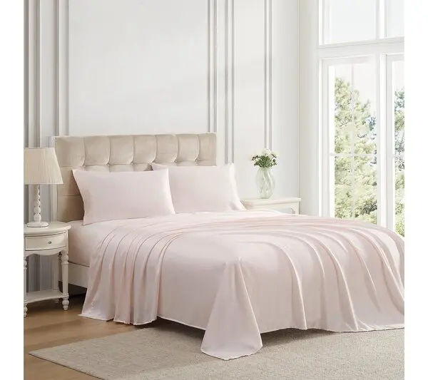 Laura Ashley Satin Bliss Pink Twin Sheet Set - One-color