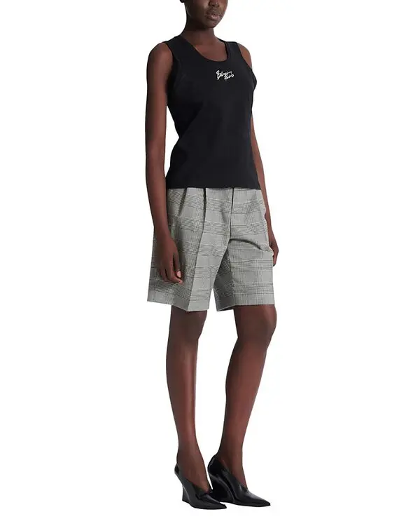 Balmain Relaxed Tank Top With Paris Brush Print - Black
