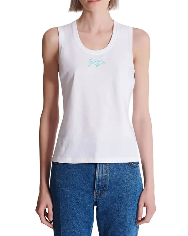 Balmain Relaxed Tank Top With Paris Brush Print - White