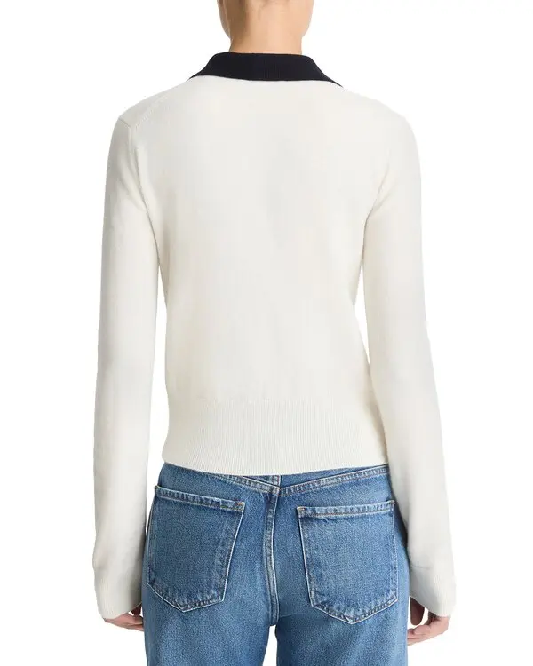 Vince Contrast Collared Sweater - Off White/