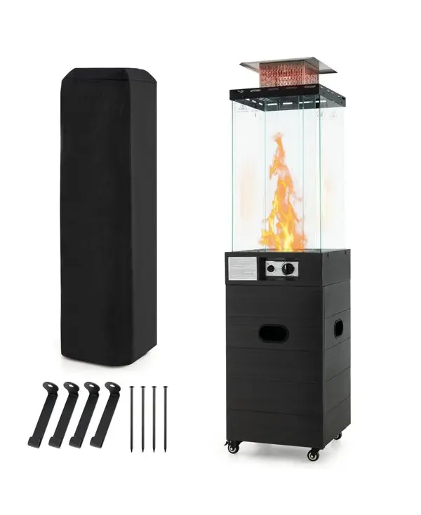 SUGIFT 40000 Btu Patio Heater Outdoor Propane Gas Heater With Cover And Wheels - Black