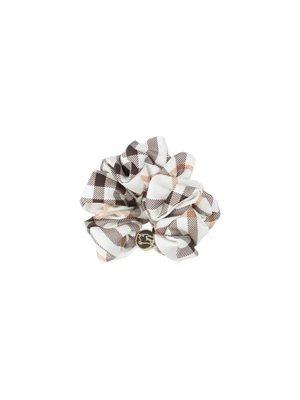 Burberry Check Silk Scrunchie - Cream