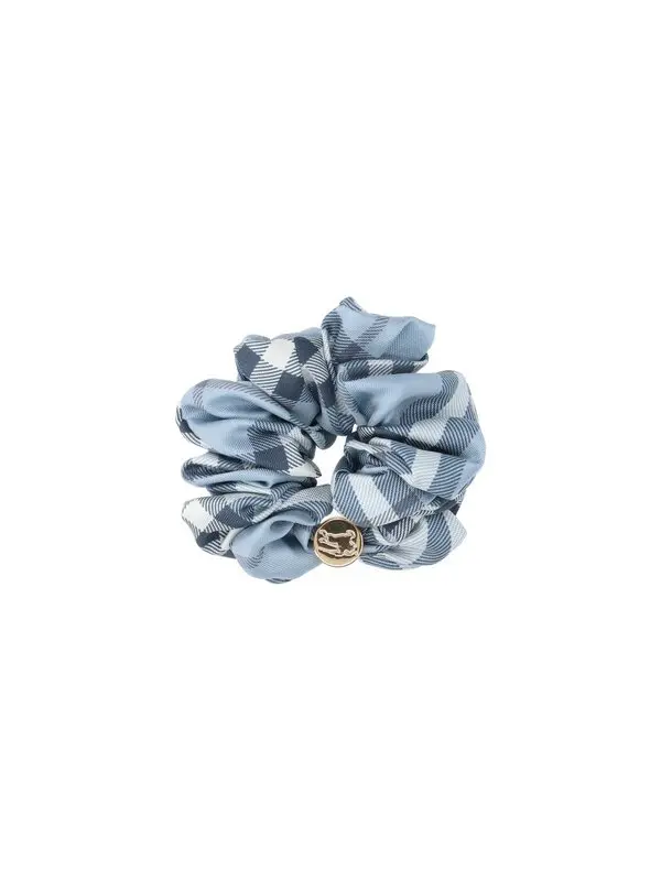 Burberry Check Silk Scrunchie - Light Blue