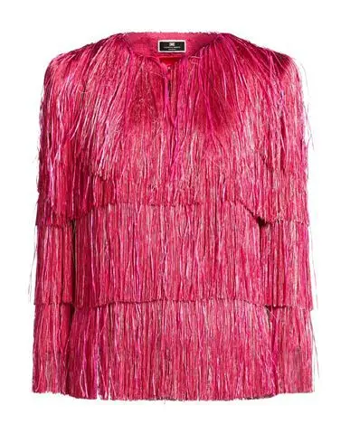 Elisabetta Franchi Bouclé Jacket With Fringes - Fuchsia