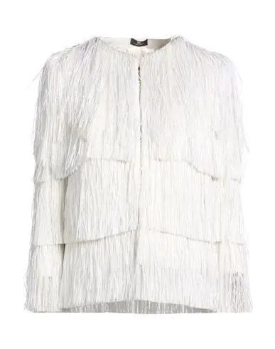 Elisabetta Franchi Bouclé Jacket With Fringes - Ivory