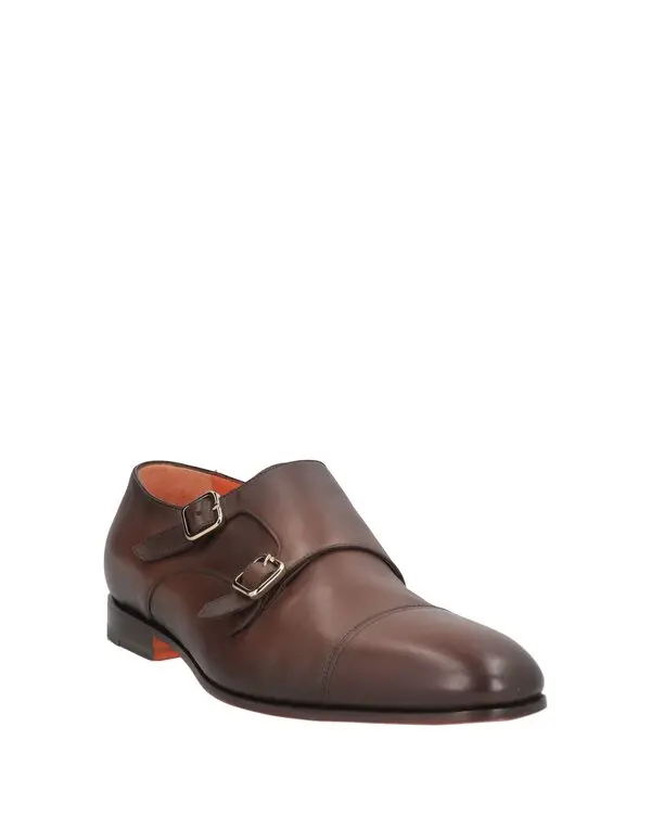 Santoni Leather Monk Strap Loafers - Brown