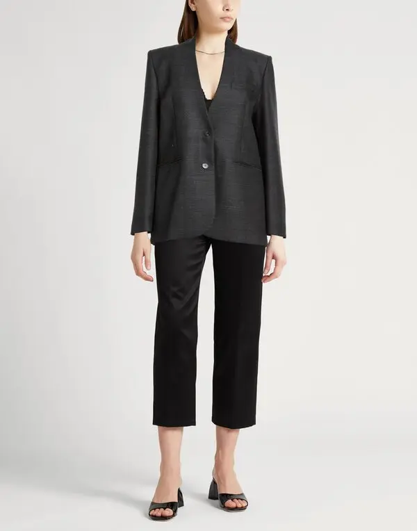 FORTE_FORTE Virgin Wool Herringbone Blazer - Grey