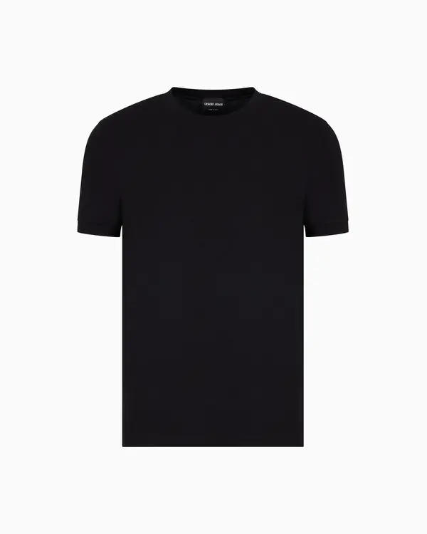 Giorgio Armani Asv Crew-neck T-shirt In Stretch Viscose Jersey - Black