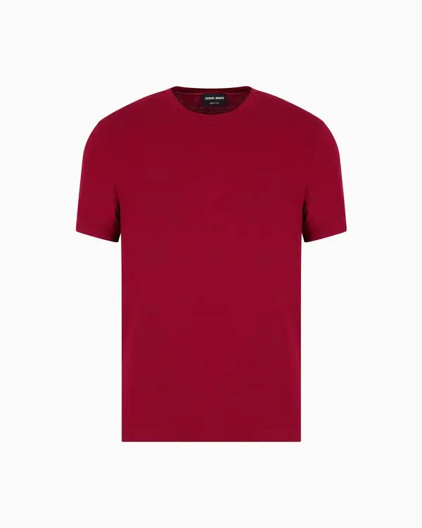 Giorgio Armani Asv Crew-neck T-shirt In Stretch Viscose Jersey - Burgundy