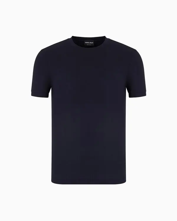 Giorgio Armani Asv Crew-neck T-shirt In Stretch Viscose Jersey - Navy Blue