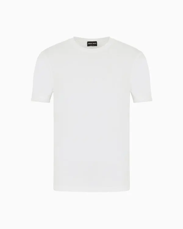 Giorgio Armani Asv Crew-neck T-shirt In Stretch Viscose Jersey - White