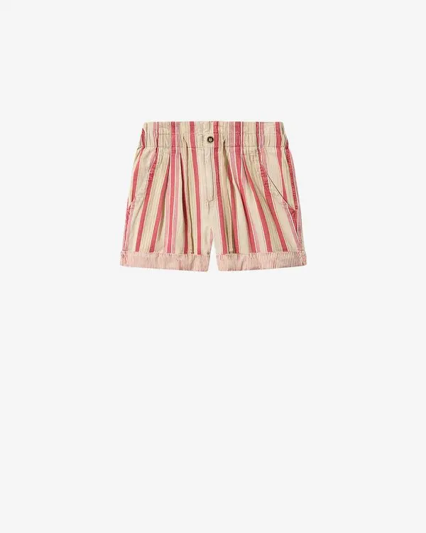 MARANT ETOILE Cotton-linen Canvas Relaxed Fit Short - Beige/red
