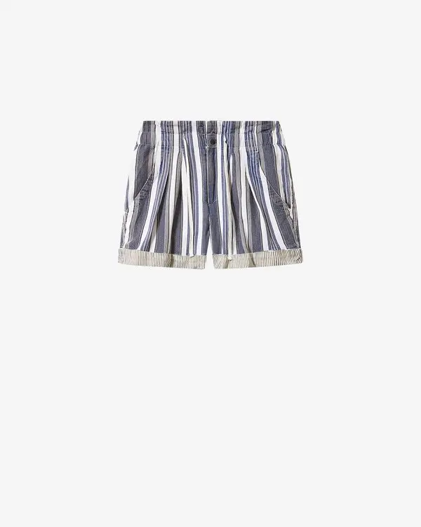MARANT ETOILE Cotton-linen Canvas Relaxed Fit Short - Ecru/blue