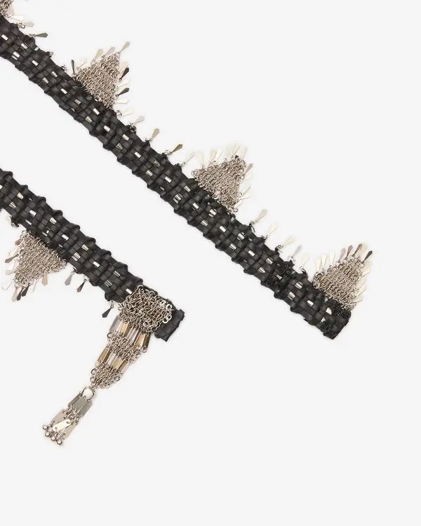 Isabel Marant Esnia Braided Belt - Black/silver
