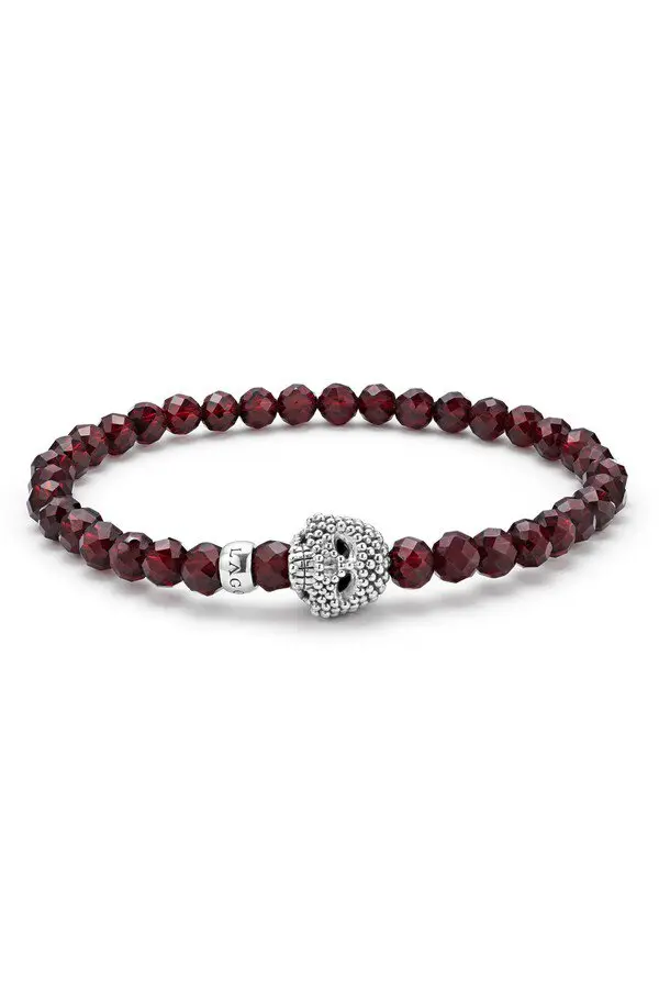 Lagos Anthem Garnet Skull Bead Bracelet - Red