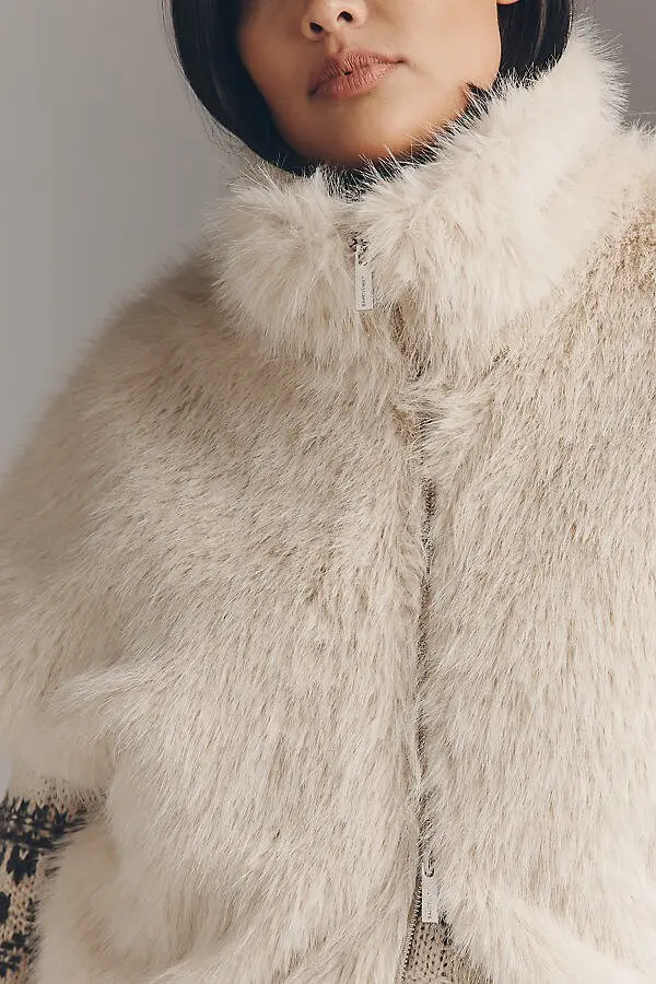 Sanctuary Faux Fur Vest Jacket - Cream
