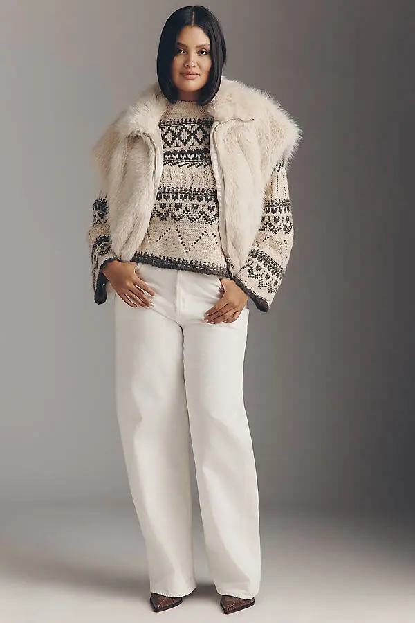 Sanctuary Faux Fur Vest Jacket - Cream