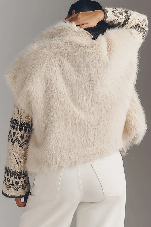 Sanctuary Faux Fur Vest Jacket - Cream