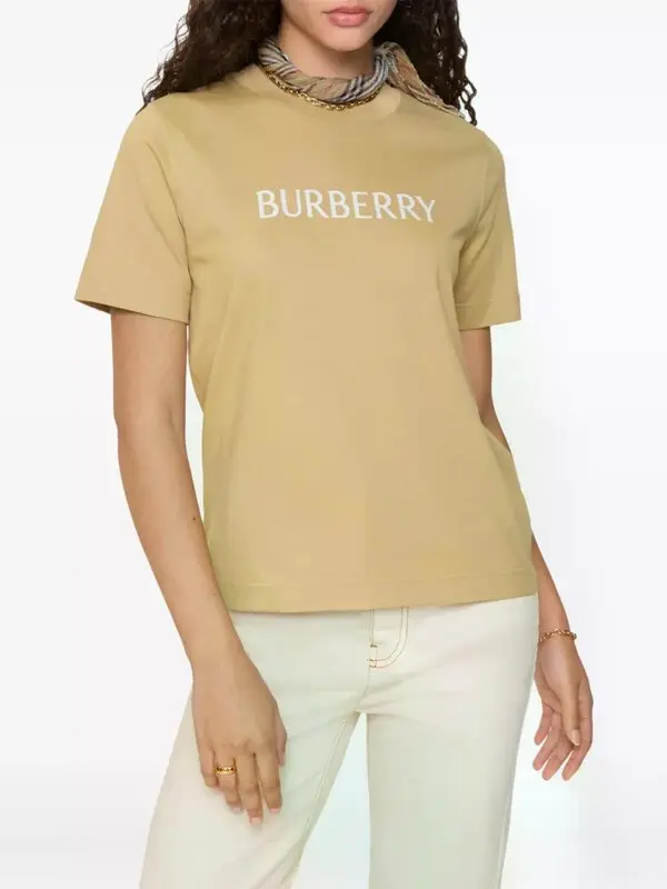Burberry Logo Cotton T-shirt - Neutrals