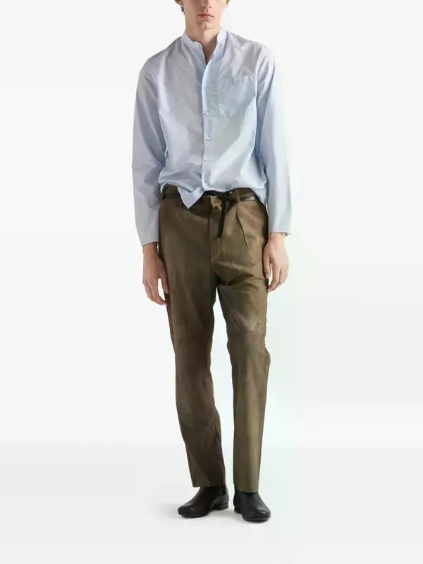 Prada Mandarin-collar Patch Pocket Shirt