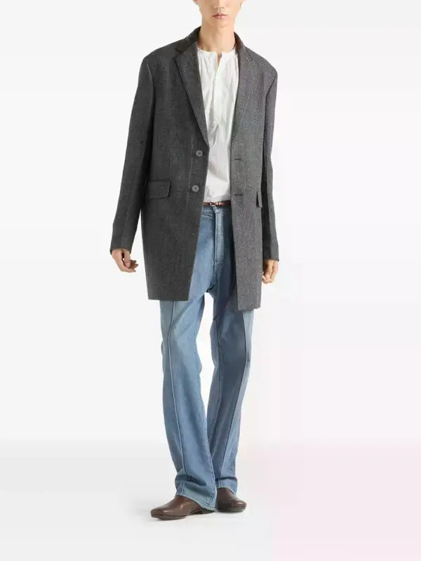 Prada Notched-lapel Single-breasted Coat - Grey