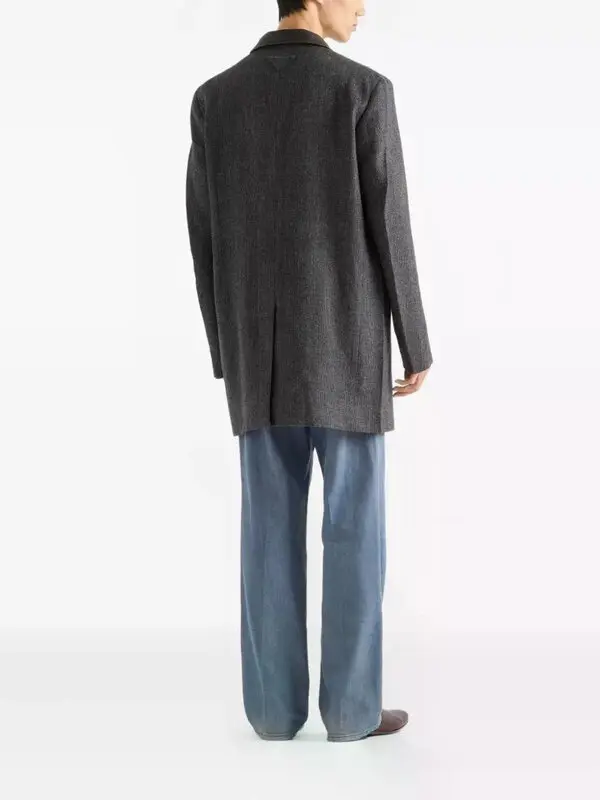 Prada Notched-lapel Single-breasted Coat - Grey