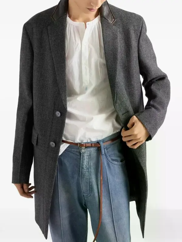 Prada Notched-lapel Single-breasted Coat - Grey