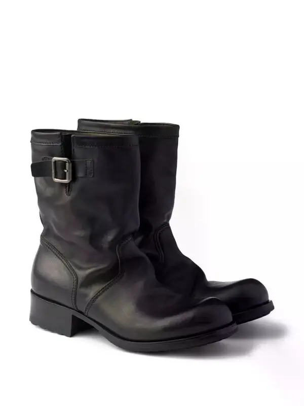 Prada 40mm Leather Buckle Boots