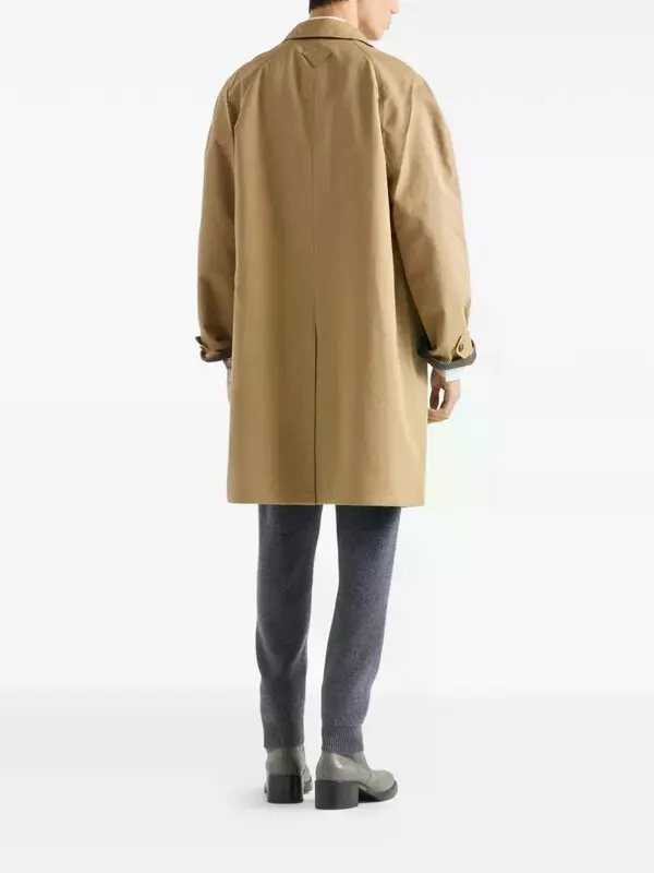Prada Button-closure Cotton Coat With Logo